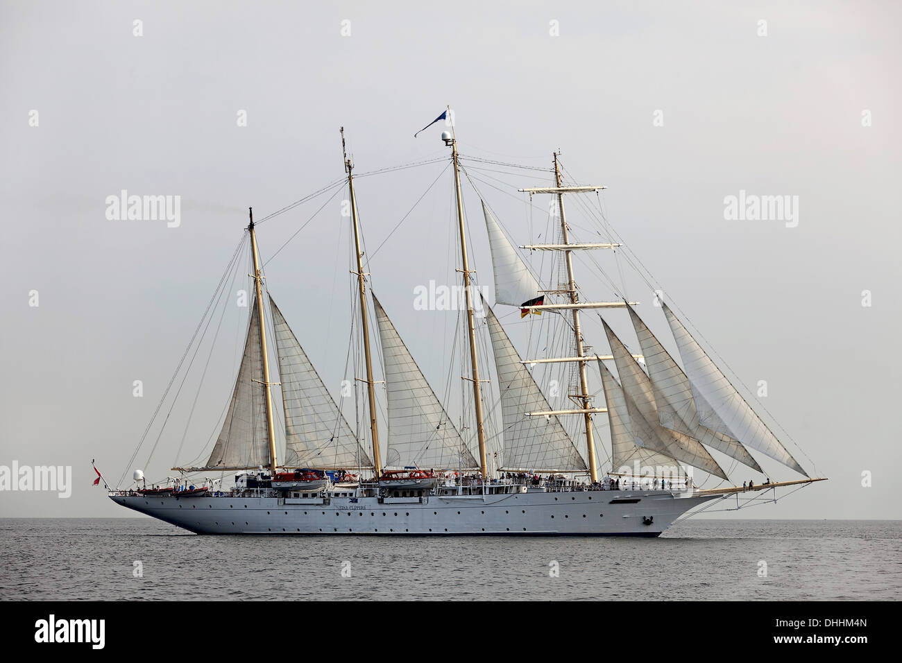 Four-masted sailing ship Star Flyer at the Hanse Sail 2013, Baltic Sea ...