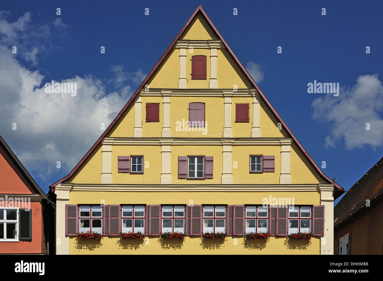 Gable of an old patrician house, gabled building with a pitched roof ...