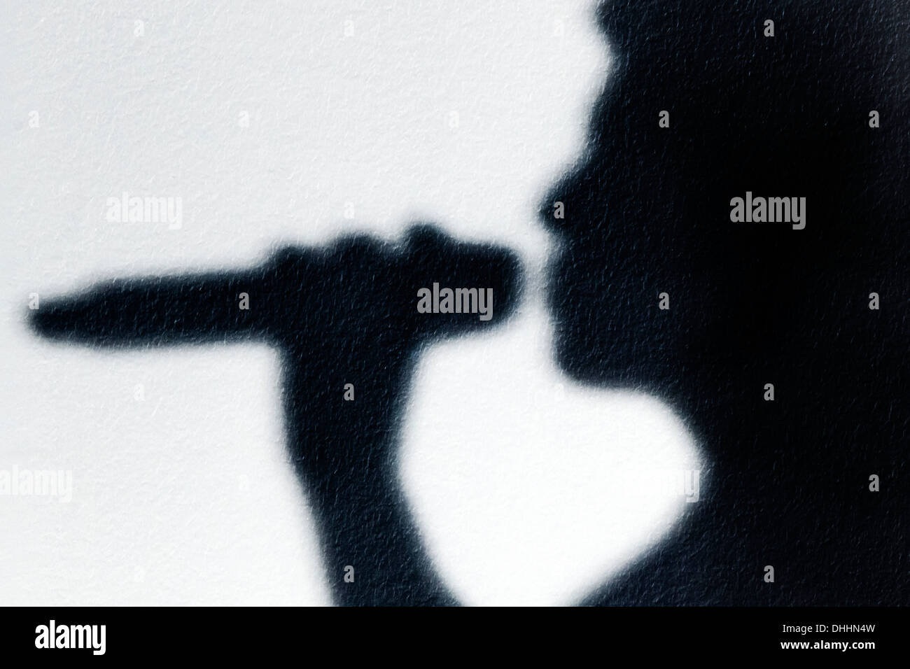 Shadow of a singer with microphone, Passau, Bavaria, Germany Stock ...