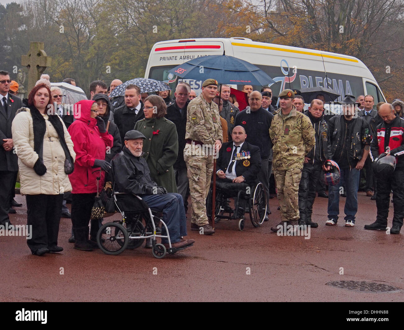 LYTHAM ST ANNES, UK 11TH November 2013. Large crowds of mourners and ...