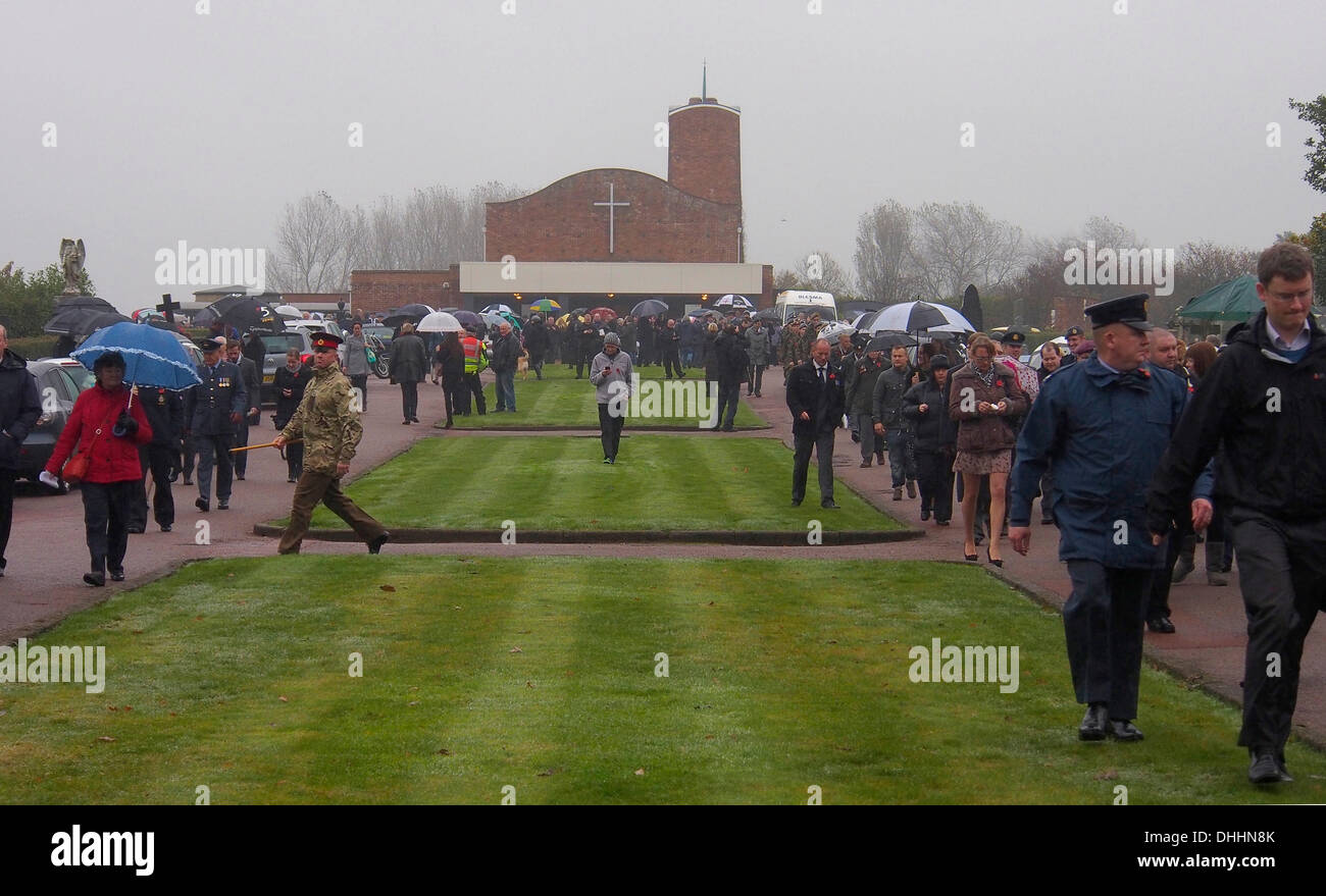 LYTHAM ST ANNES, UK 11TH November 2013. Mourners leaving funeral of 99 ...