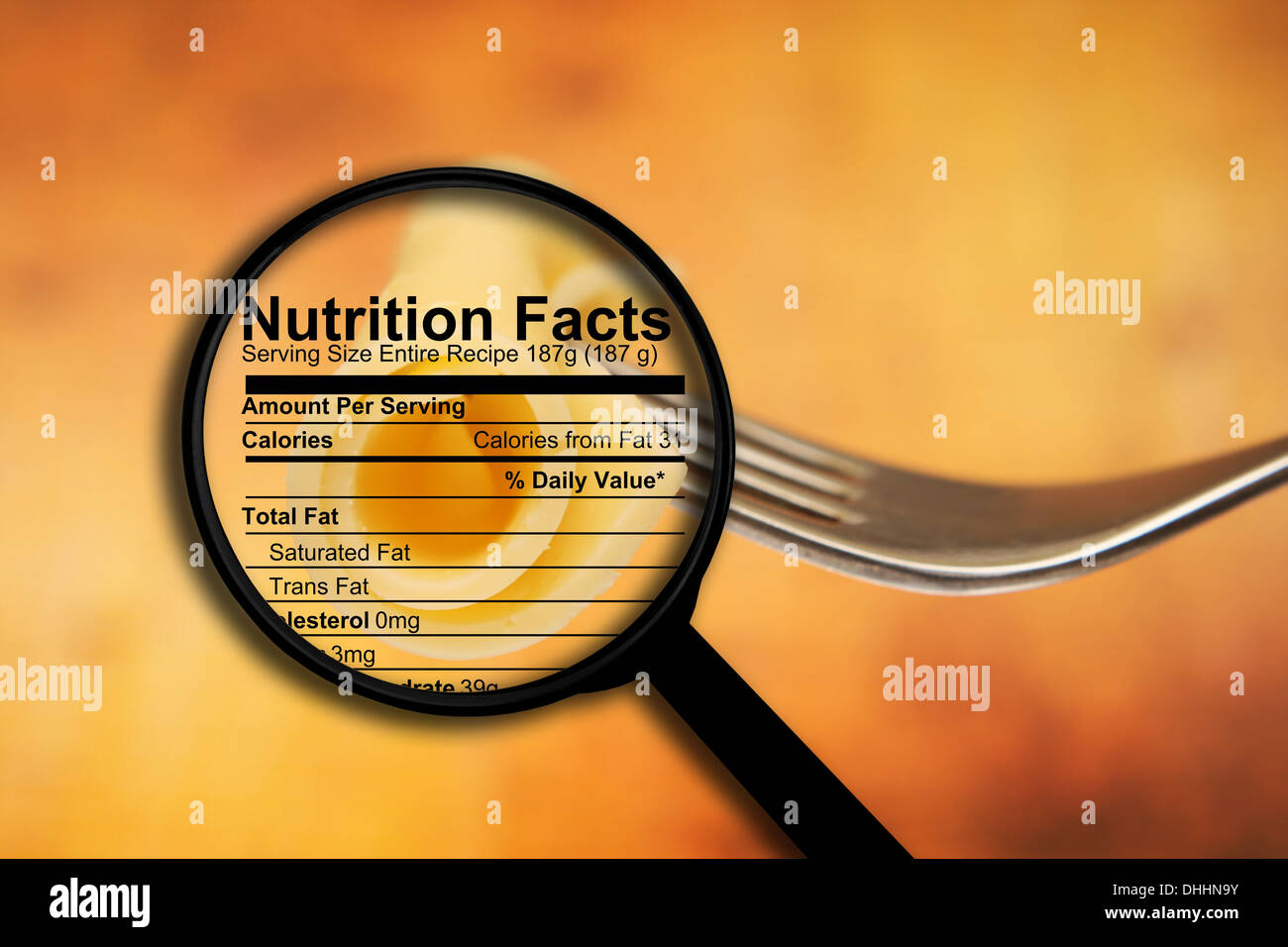 Magnifying glass food label hi-res stock photography and images - Alamy