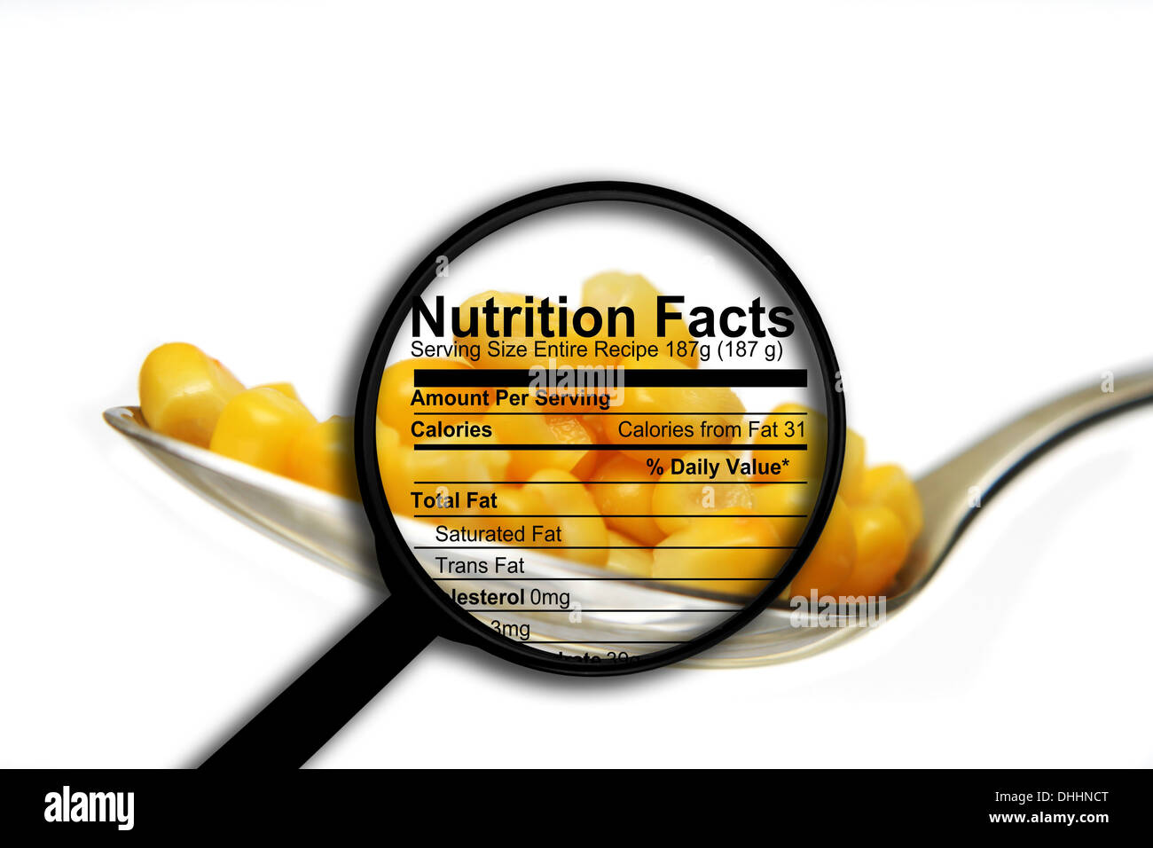 Magnifying glass food label hi-res stock photography and images - Alamy