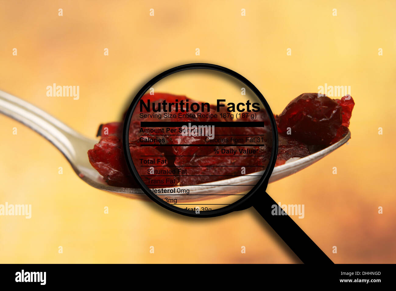 Magnifying glass food label hi-res stock photography and images - Alamy