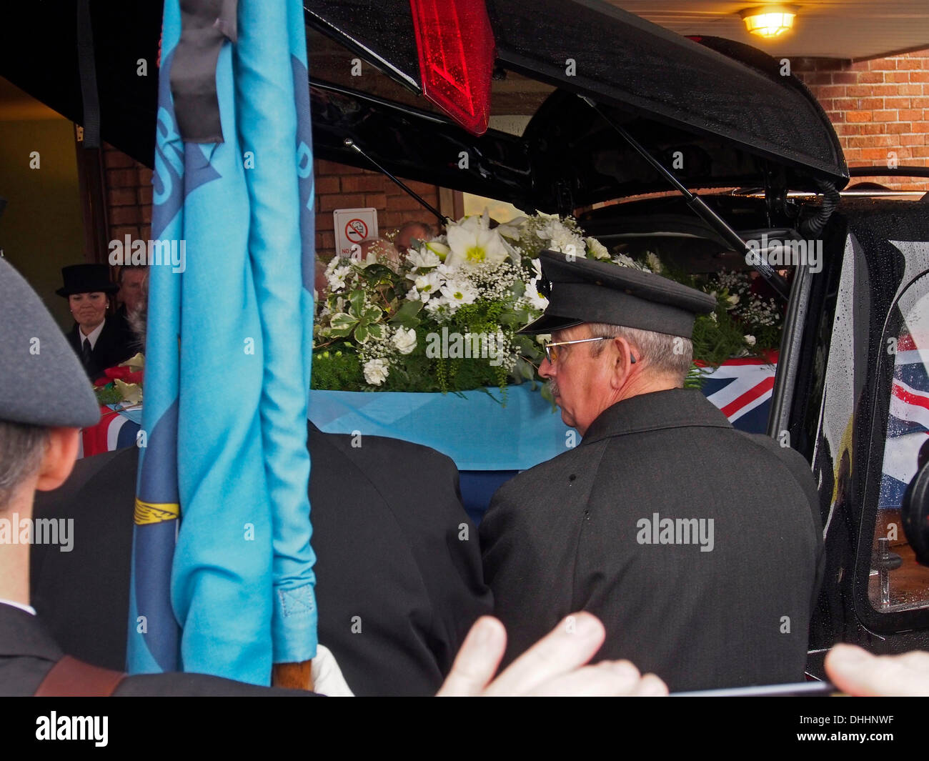 LYTHAM ST ANNES, UK 11TH November 2013. Coffin arrives in hearse at the ...