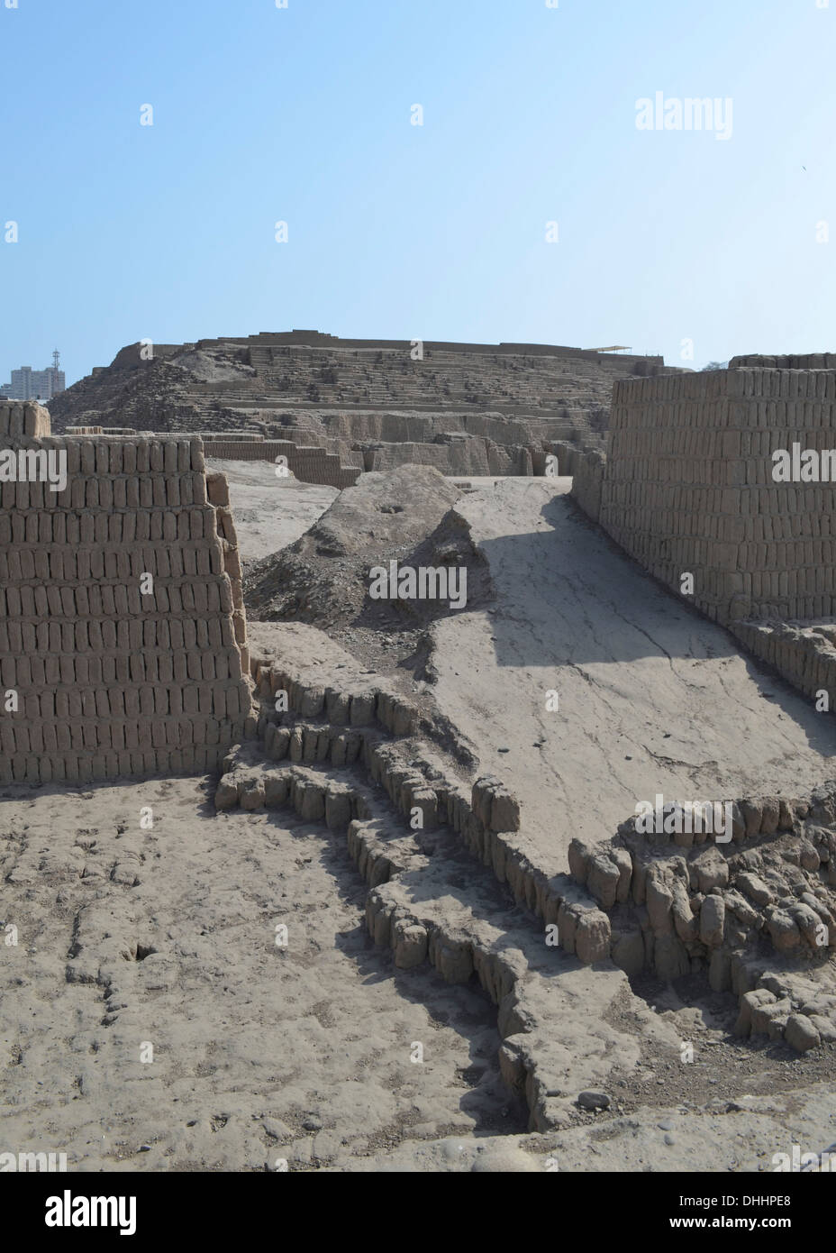 Huaca Pucllana, or Huaca Juliana, a pre-inca adobe and clay pyramid in ...