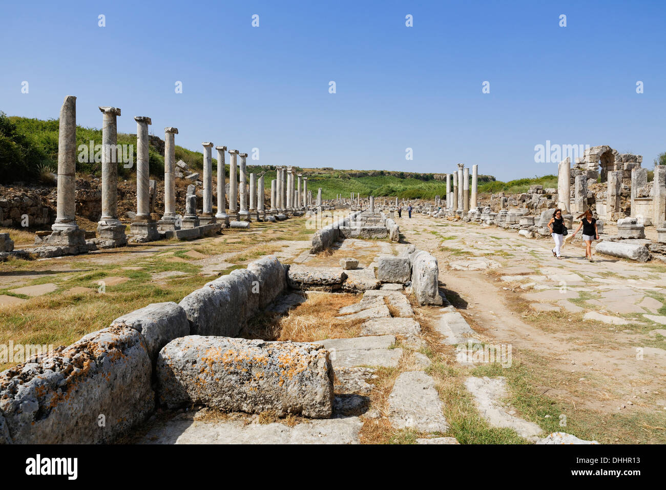 Colonnaded street, ancient city of Perge, Perge, Aksu, Turkish Riviera ...