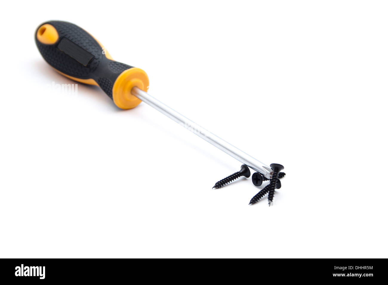 Magnet Screwdriver with Black wooden Screws Stock Photo - Alamy