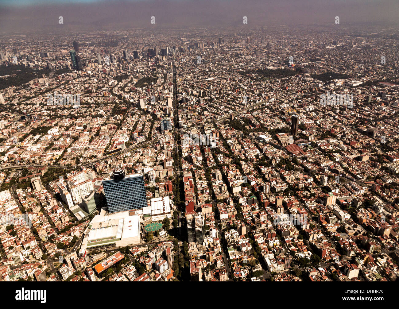 Aerial view of urban sprawl and smog November 6, 2013 in Mexico City ...