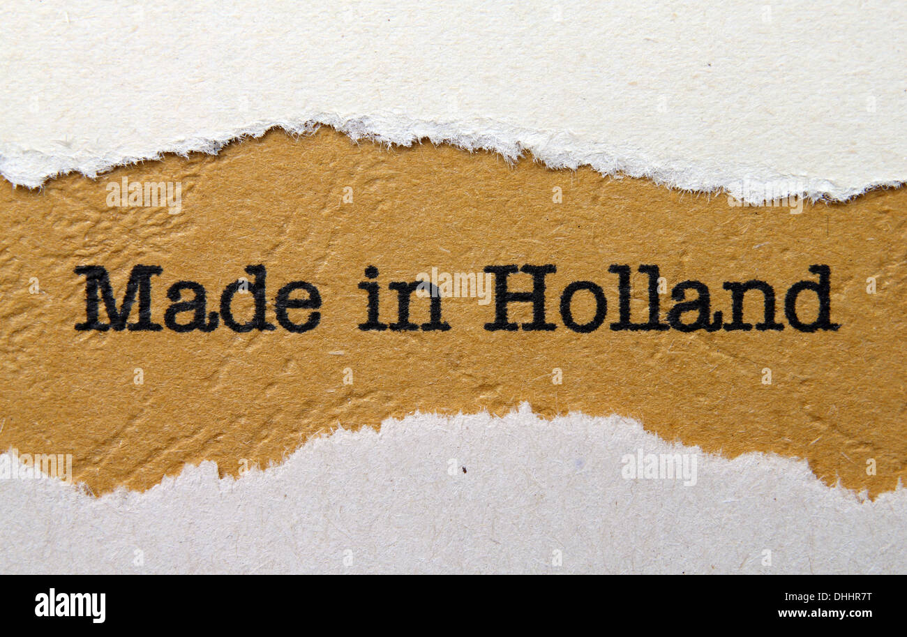 Made in Holland text on paper hole Stock Photo - Alamy