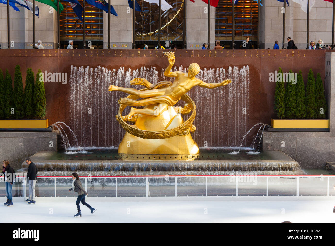 Ice Skating rink at the Rockefeller center, Manhattan, New York City ...