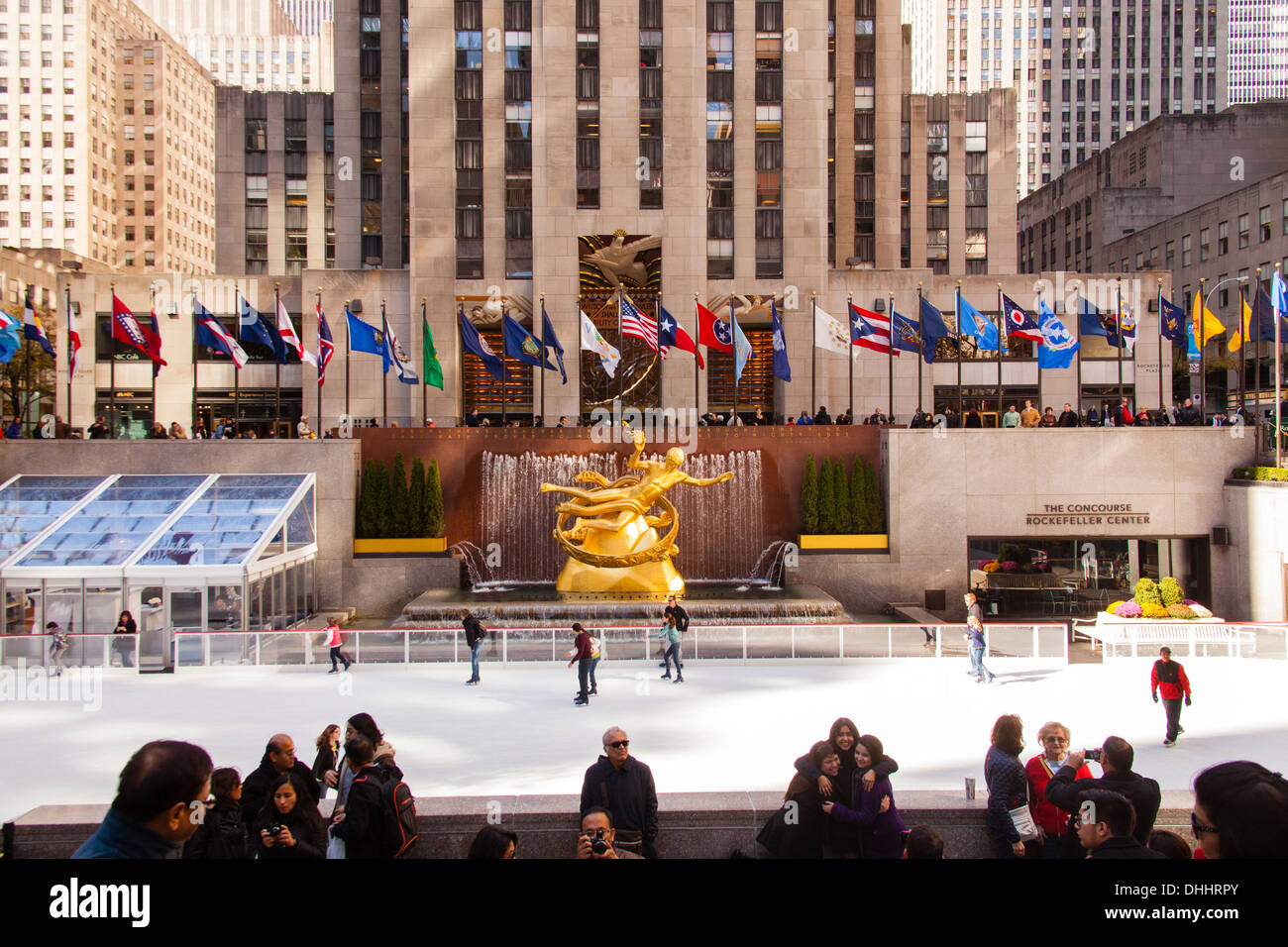 Ice Skating rink at the Rockefeller center, Manhattan, New York City ...