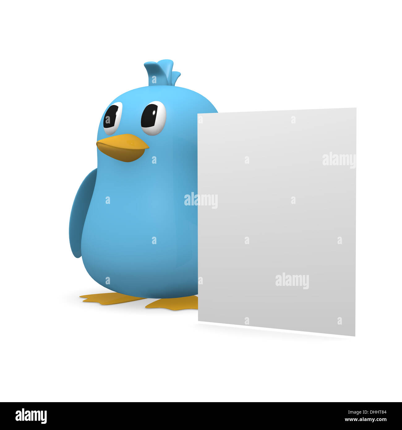 Blue bird with a blank sign Stock Photo - Alamy