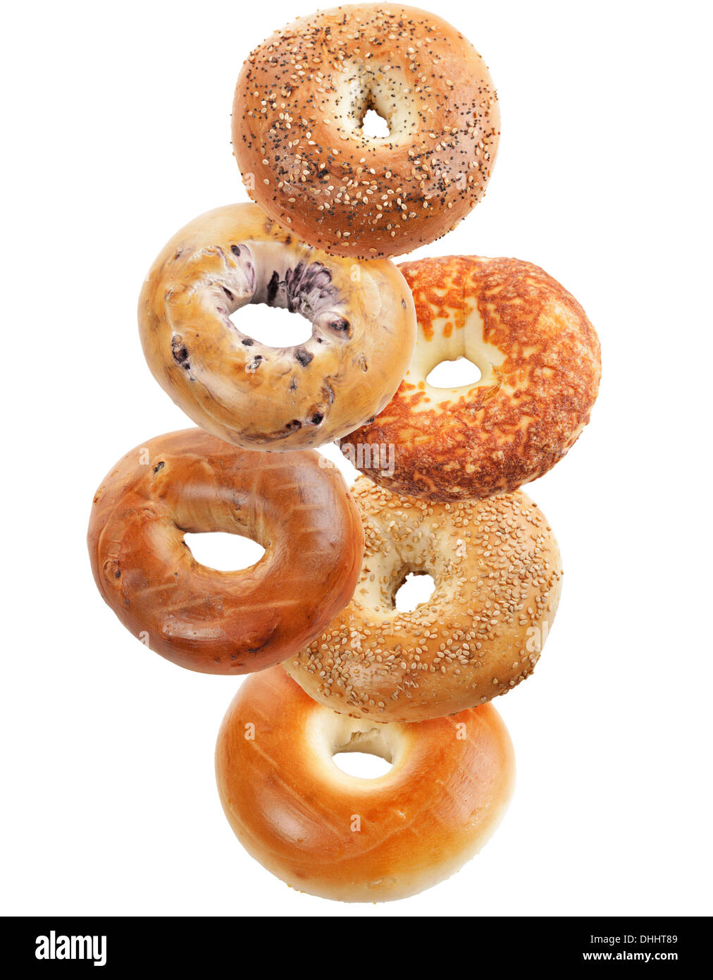 Assortment Of Bagels Isolated On White Background Stock Photo - Alamy