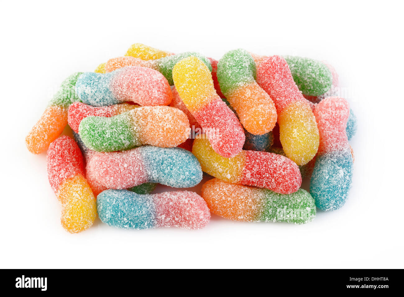 gummy worm candies on white Stock Photo - Alamy