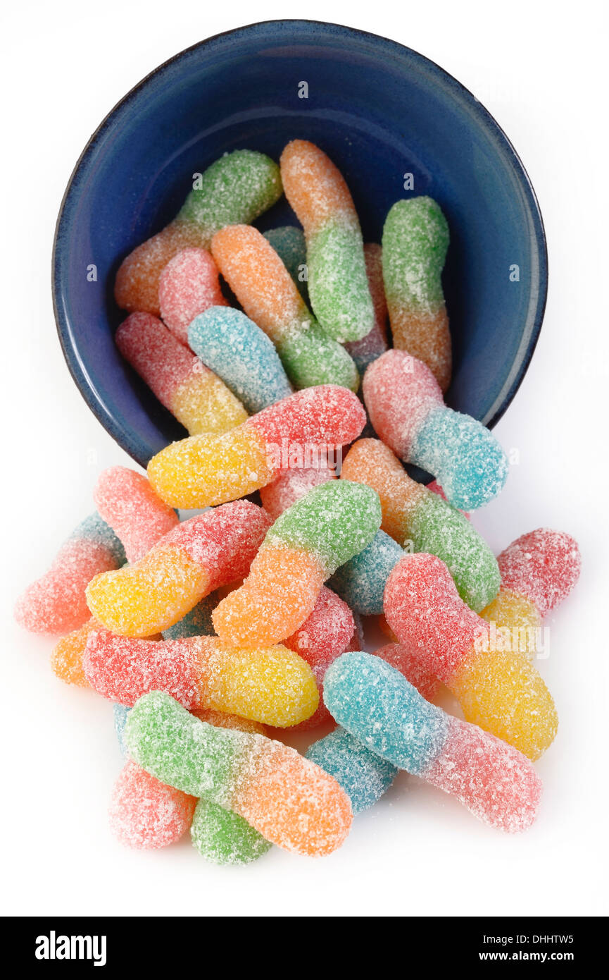 gummy worm candies on white Stock Photo - Alamy