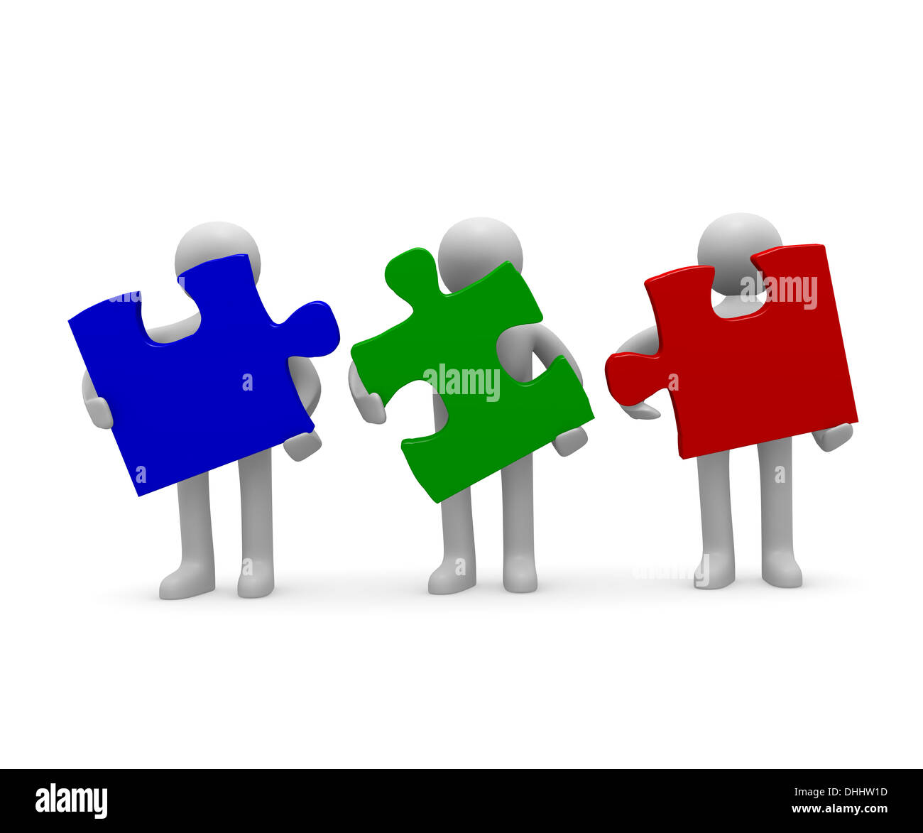 3d people with colorful pieces of puzzle Stock Photo - Alamy
