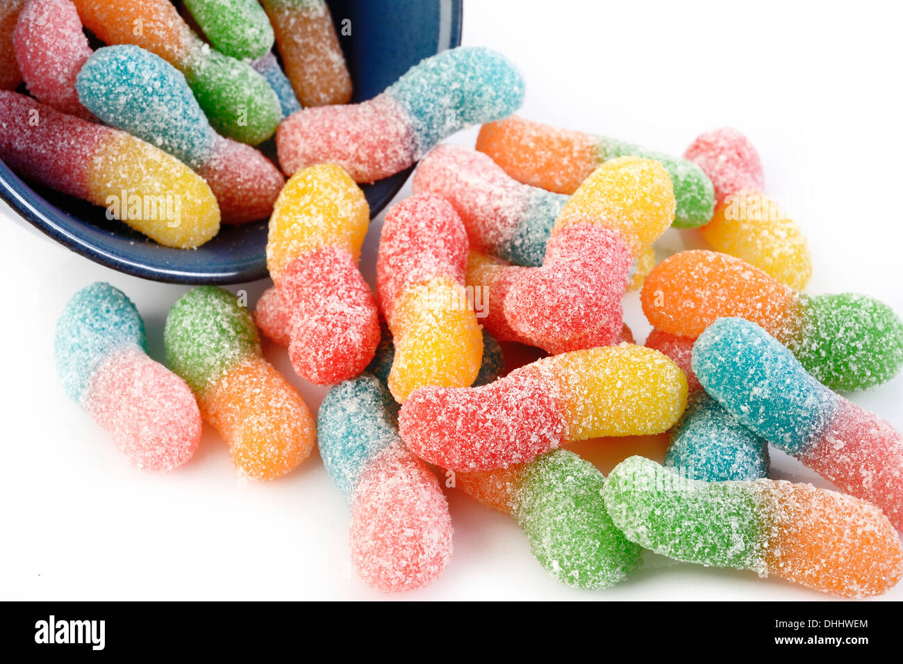 gummy worm candies on white Stock Photo - Alamy