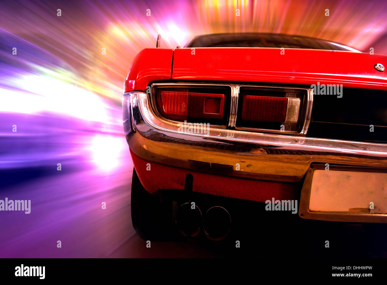 retro car is speeding in fast dynamic Stock Photo - Alamy