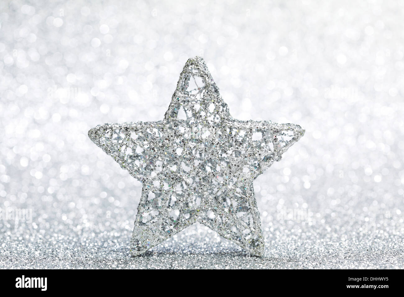 Beautiful christmas star decoration over shiny glitter background Stock ...