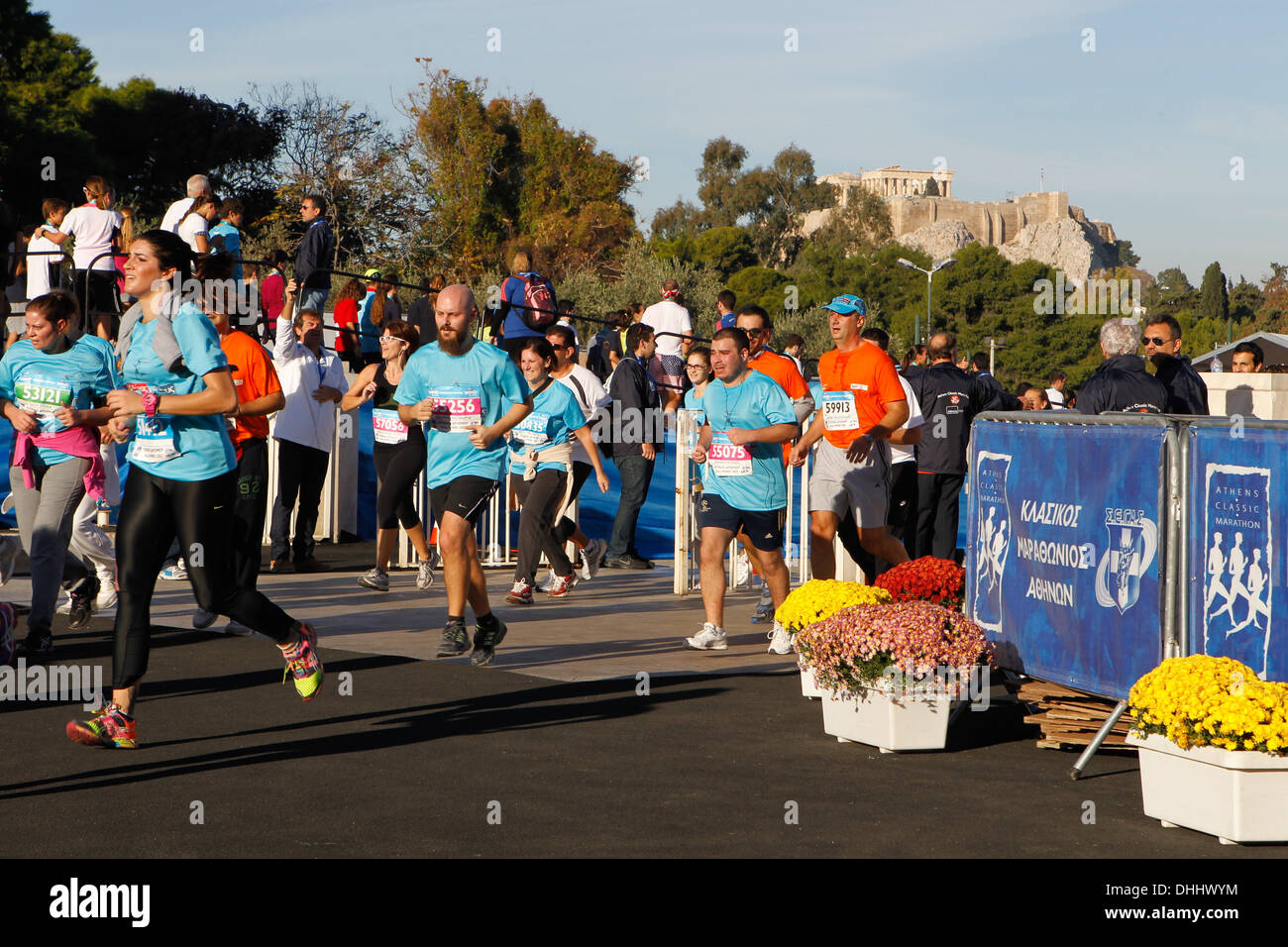 31st Athens Classic Marathon. Athletes in the Panathenaic stadium Stock ...