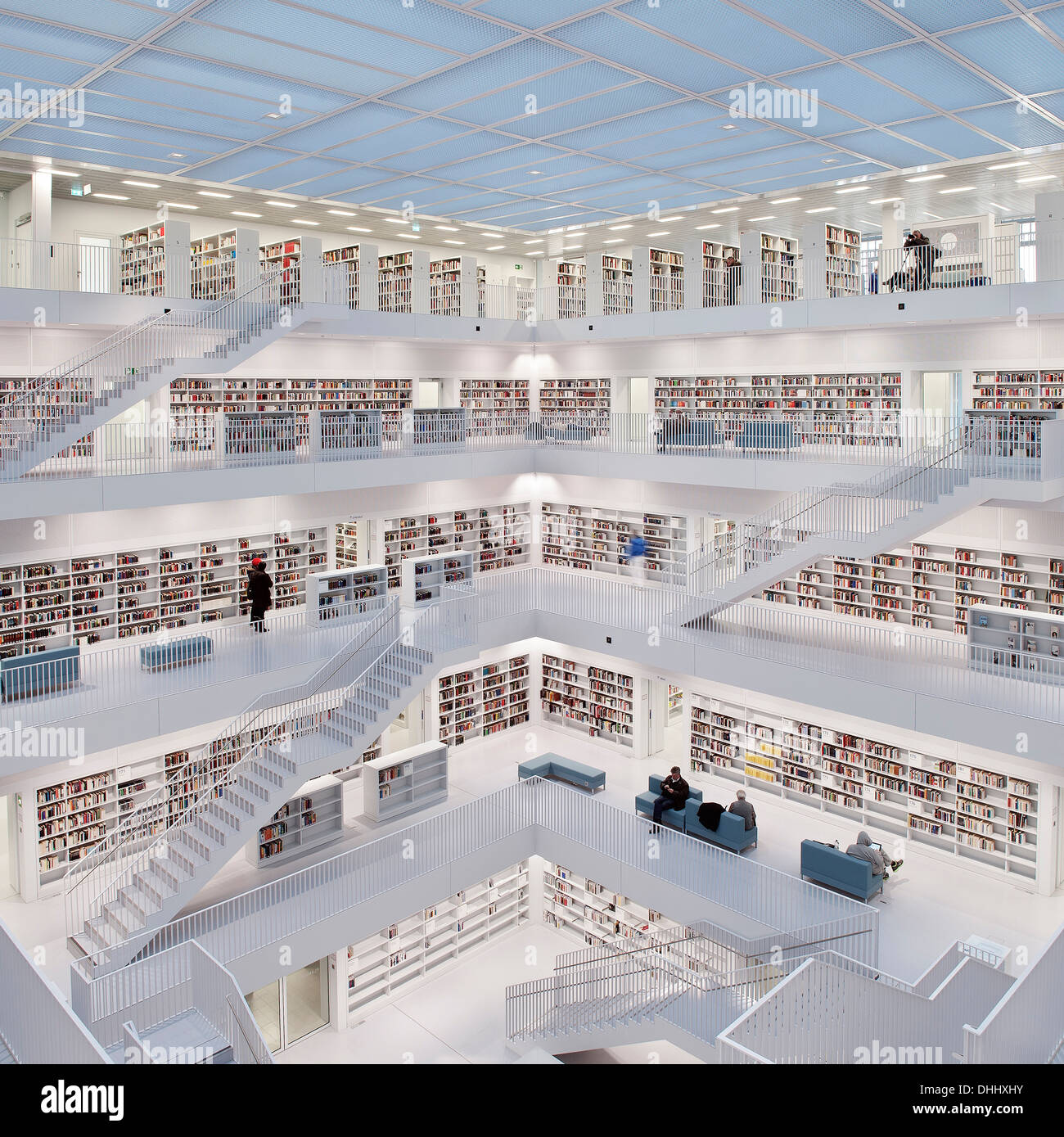 Interior view of the new public library Stuttgart, Baden-Wuerttemberg ...
