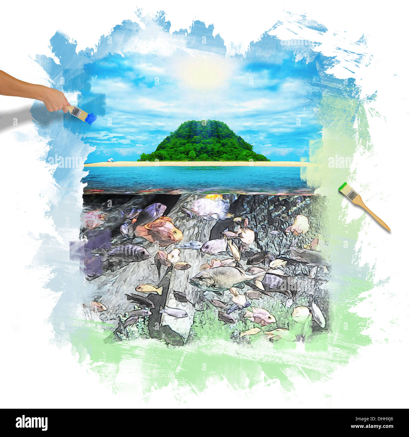 Sunny travel marine resort beach Cut Out Stock Images & Pictures - Alamy