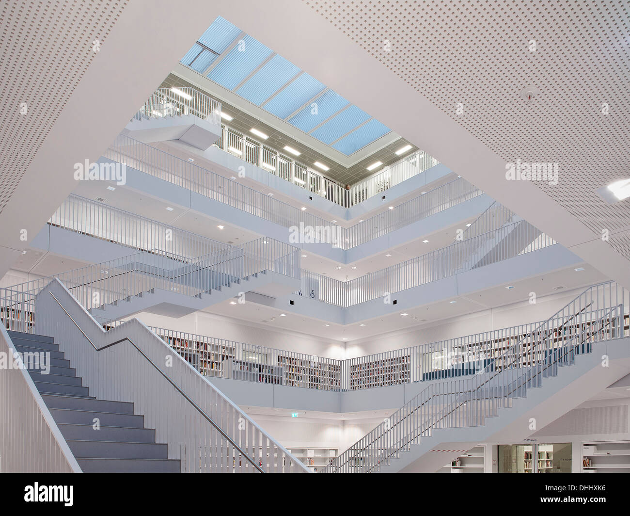 Interior view of the new public library Stuttgart, Baden-Wuerttemberg ...