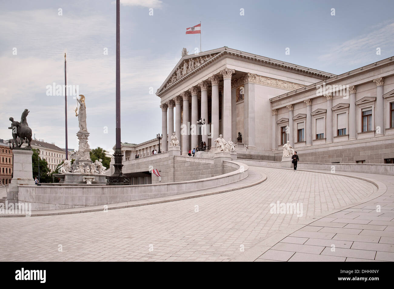 Statues in front of the parliament building, Vienna, Austria, Europe ...