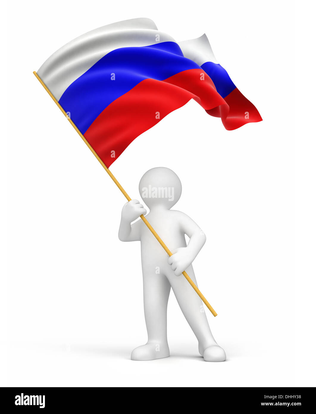 Man and Russian flag (clipping path included Stock Photo - Alamy