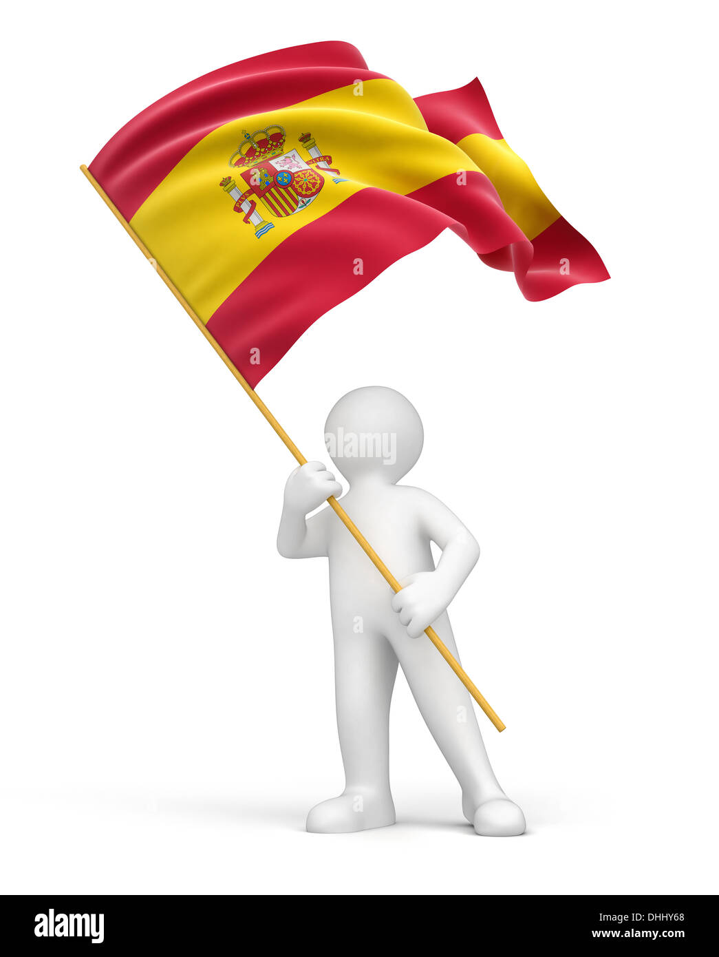 Man and Spanish flag (clipping path included Stock Photo - Alamy