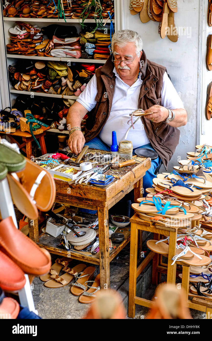 Shoemaker during his work, Capri, Campania, Italy Stock Photo - Alamy