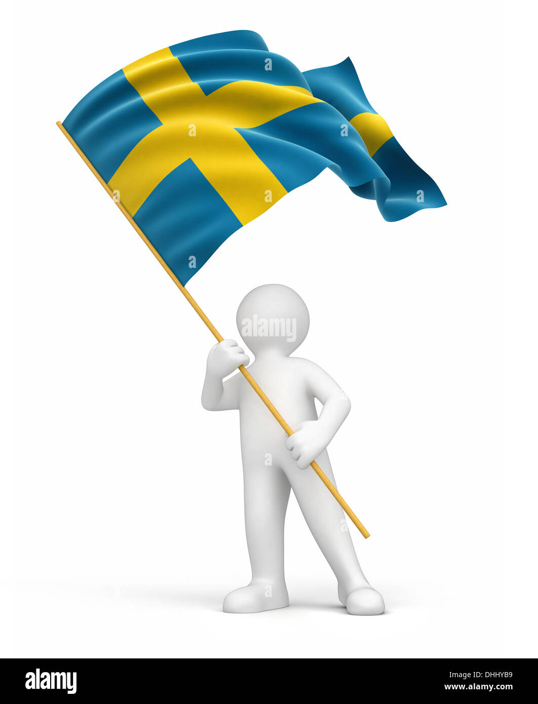Man and Swedish flag (clipping path included Stock Photo - Alamy