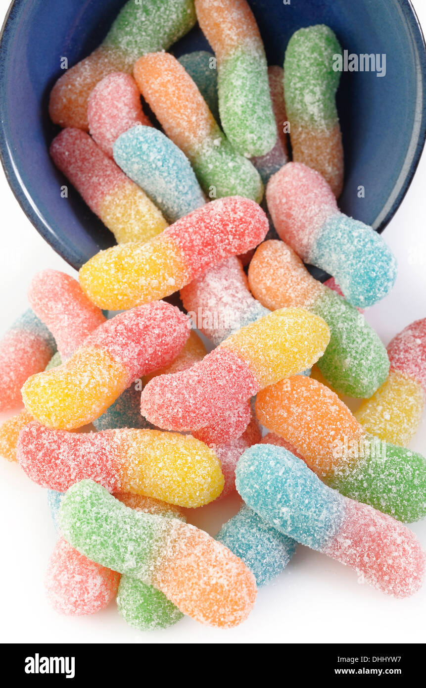 gummy worm candies on white Stock Photo - Alamy