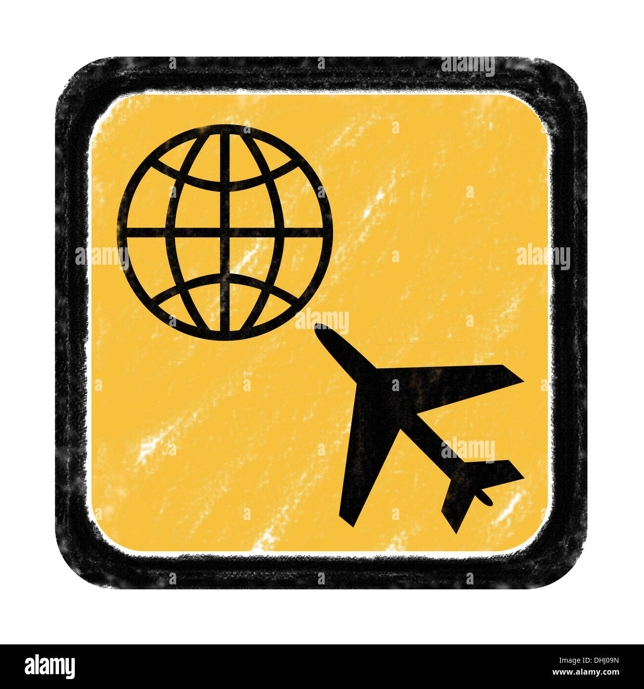 Sign about area for travel by plane Stock Photo - Alamy