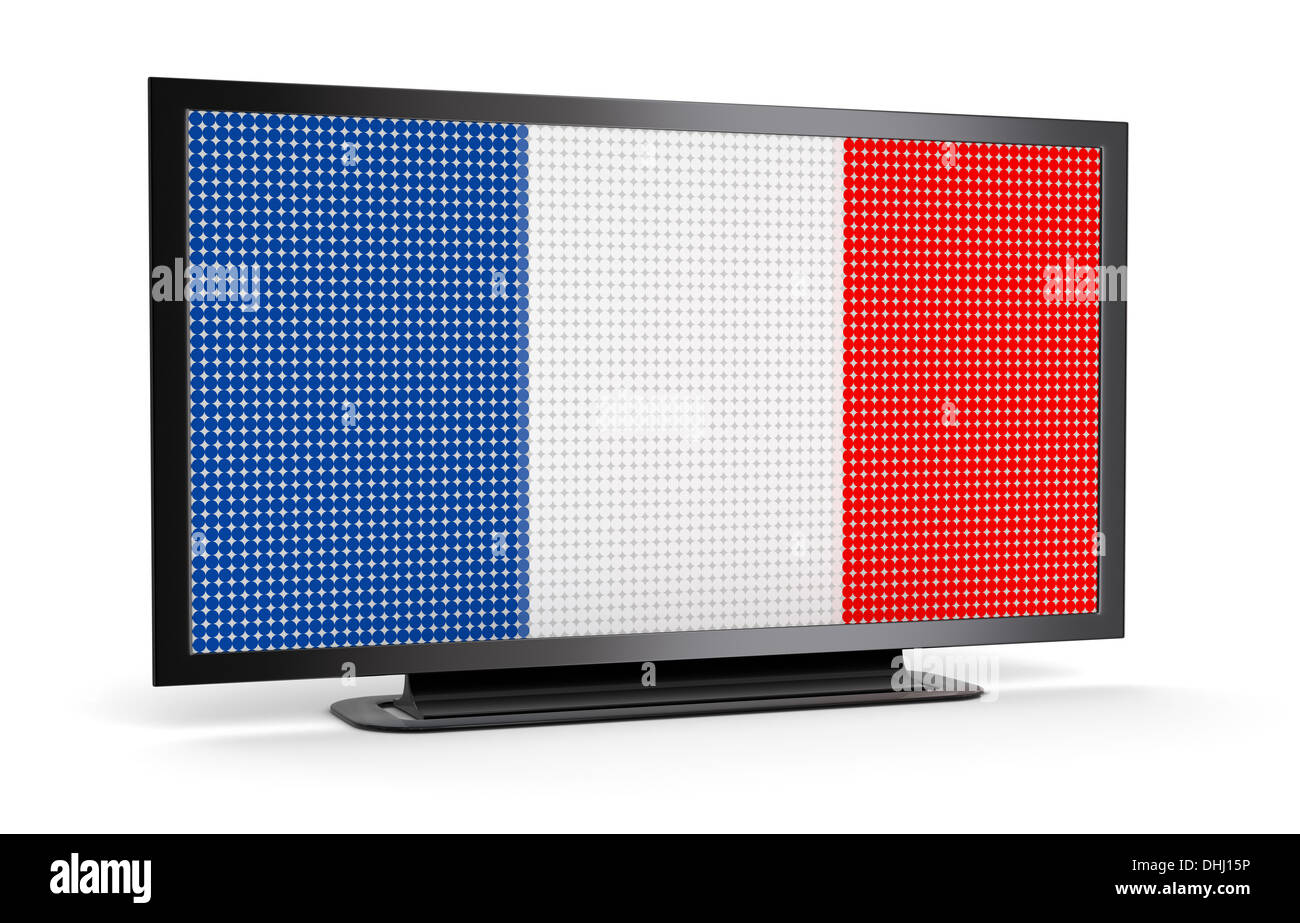 TV with French Flag (clipping path included Stock Photo - Alamy