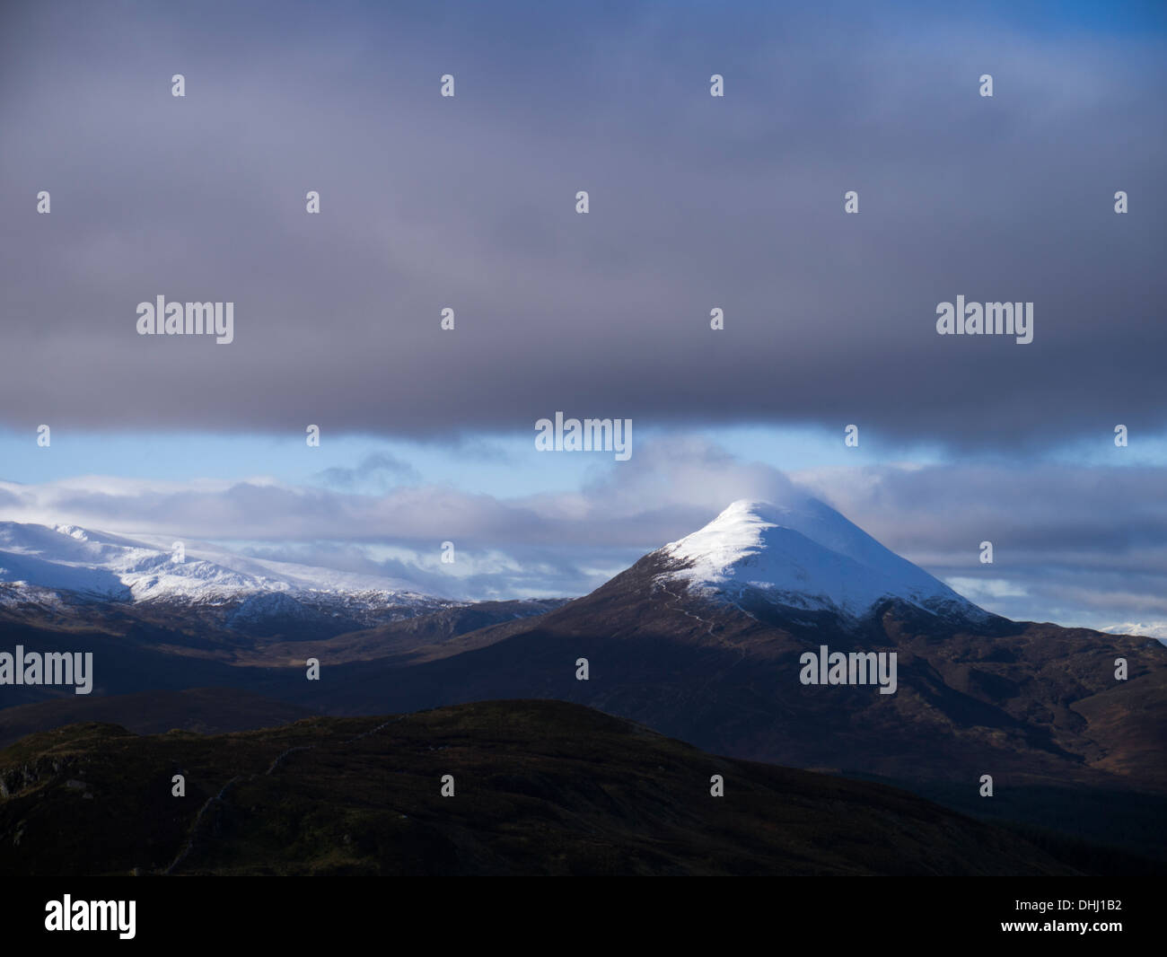 Schiehallion, capped by an early snowfall. A Munro in the Scottish ...