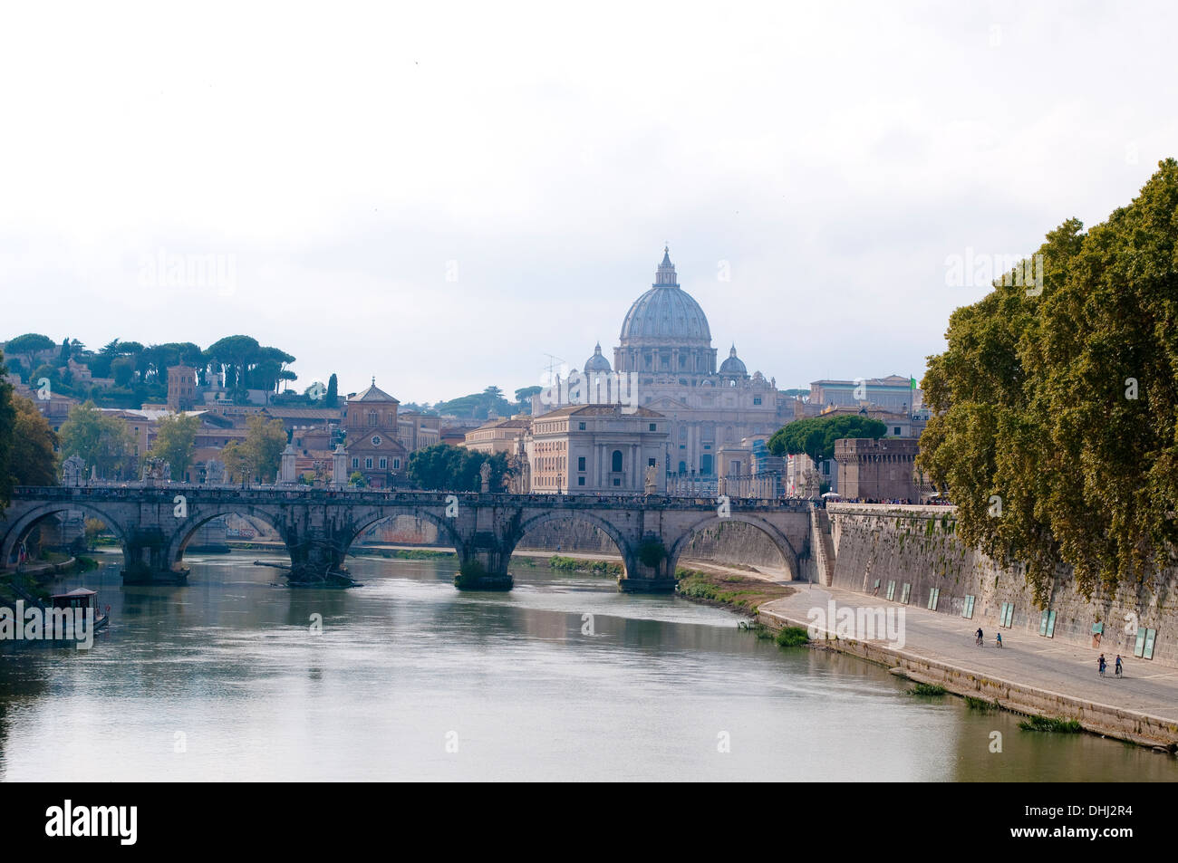 St Peter's Basilica - Basilica di San Pietro and Bridge Sant'Angelo, Rome, Italy Stock Photo - Alamy