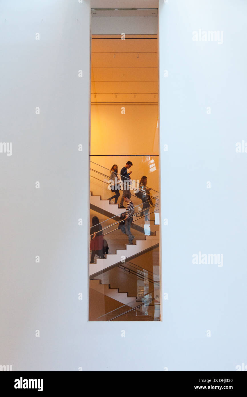 Visitors walking down the stairs,The Museum of Modern Art ( MoMA ) New ...
