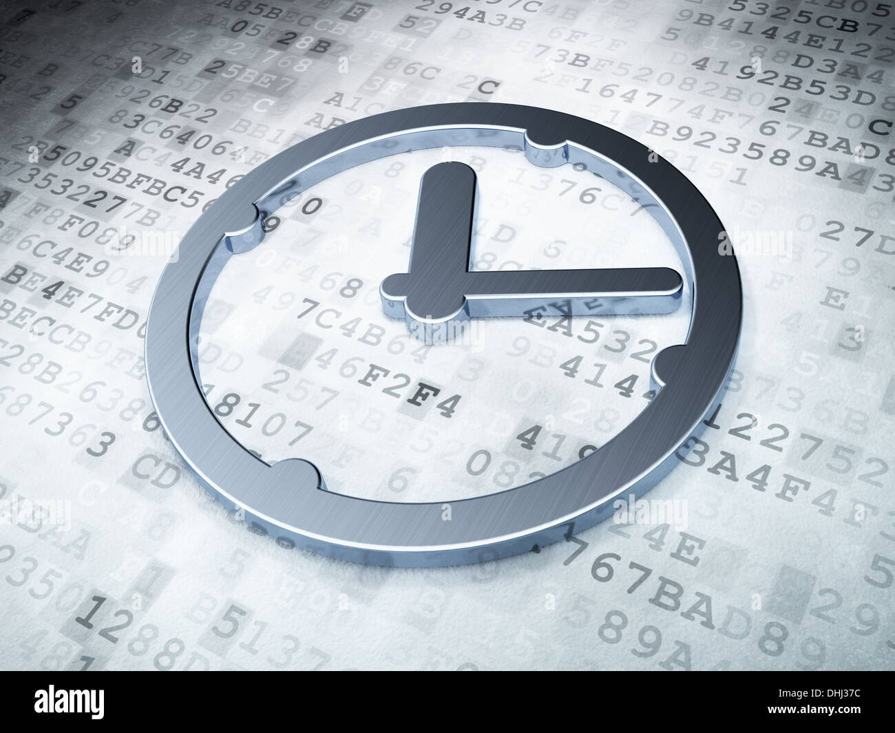 Time concept: Silver Clock on digital background Stock Photo - Alamy