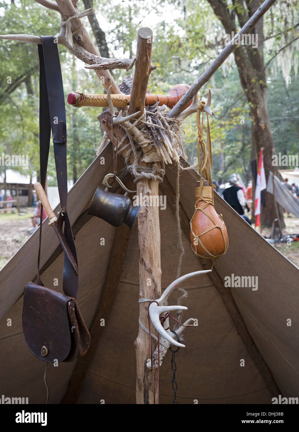 Pioneer encampment at Native American Festival at Oleno State Park in ...