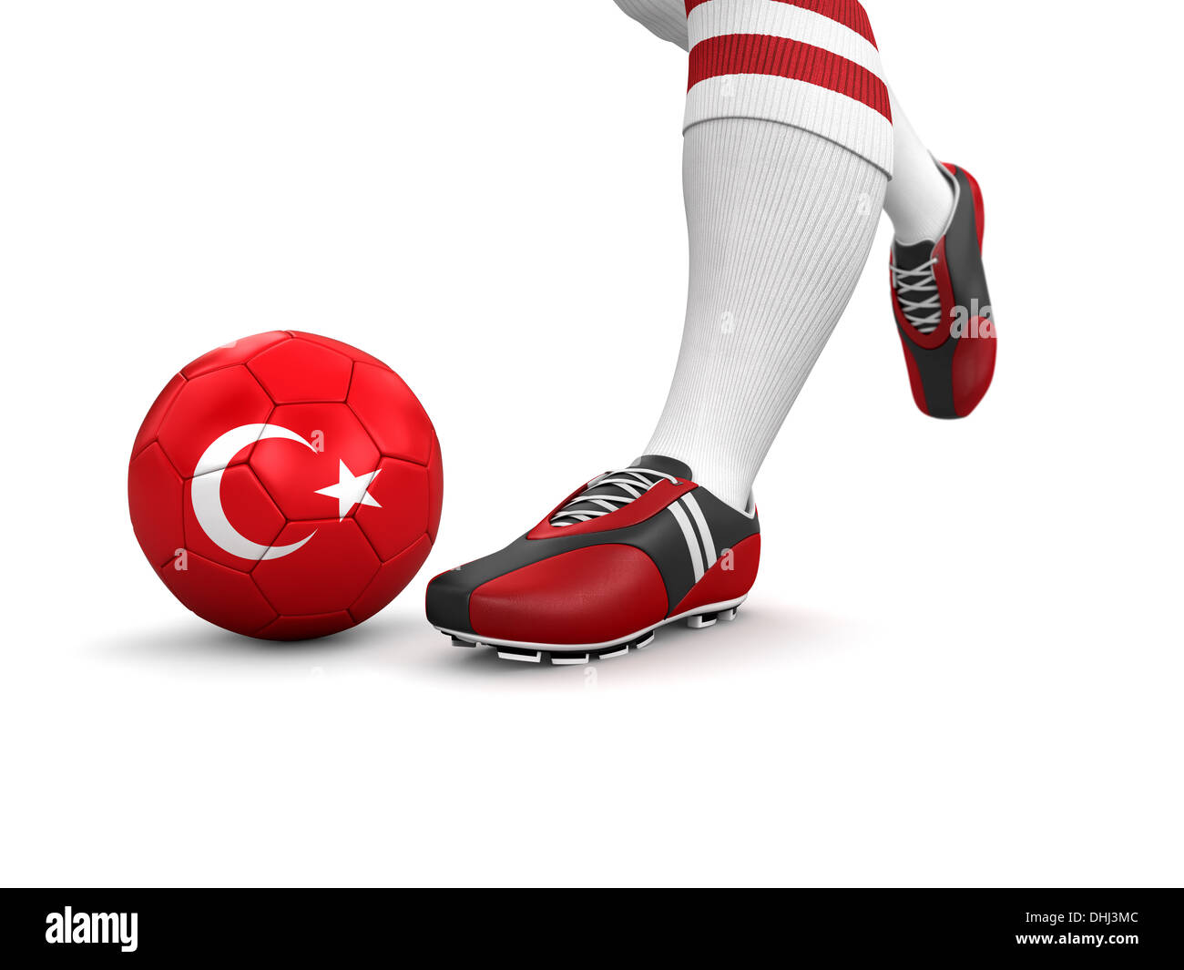 Man and soccer ball with Turkish flag (clipping path included Stock ...