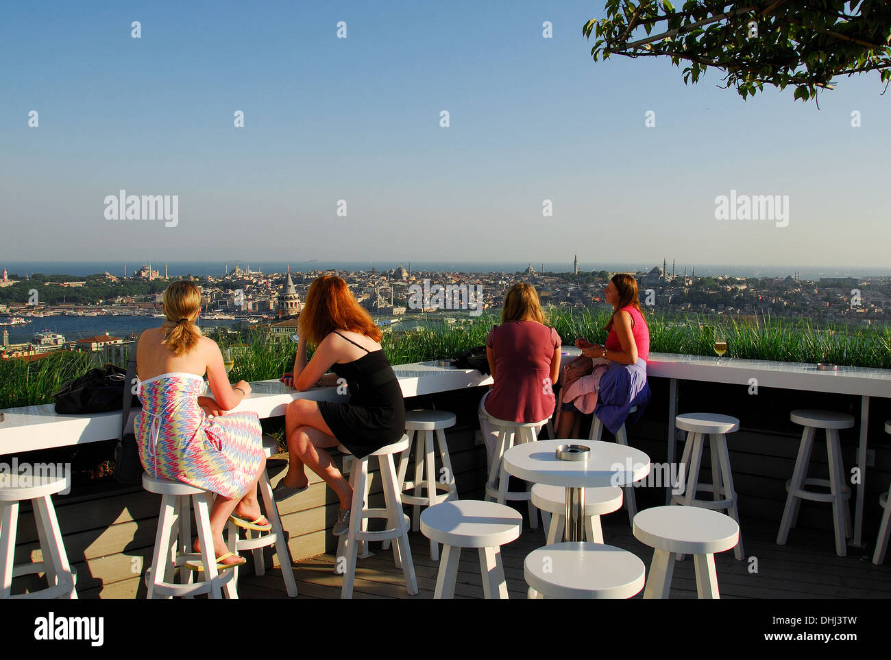 ISTANBUL, TURKEY. The rooftop bar at Mikla restaurant in the Beyoglu ...