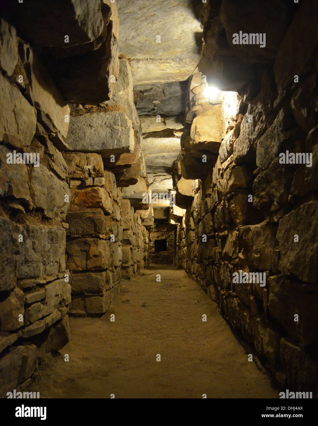 Tunnels beneath the main temple complex at Chavin de Huantar ...
