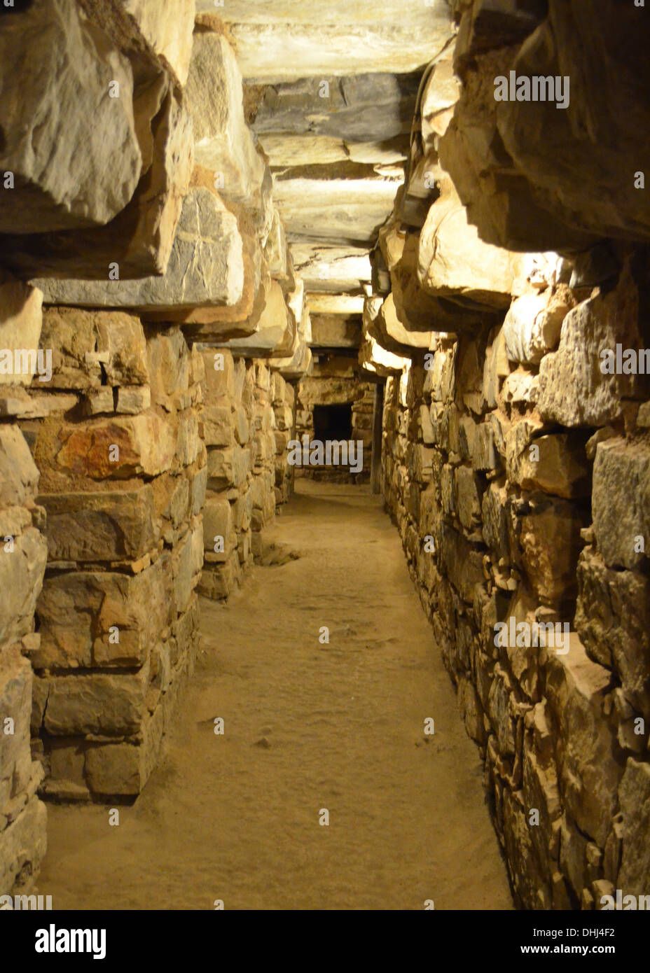 Tunnels beneath the main temple complex at Chavin de Huantar ...