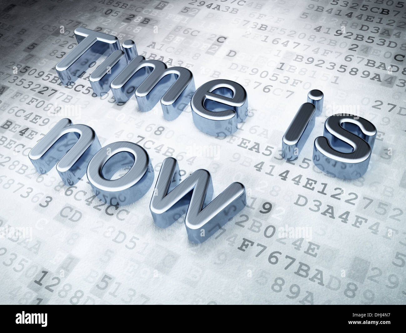 Time concept: Silver Time is Now on digital background Stock Photo - Alamy