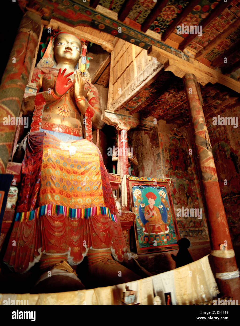 4 storied Buddha statue Maitreya Temple at Basgo Palace, 14th century ...