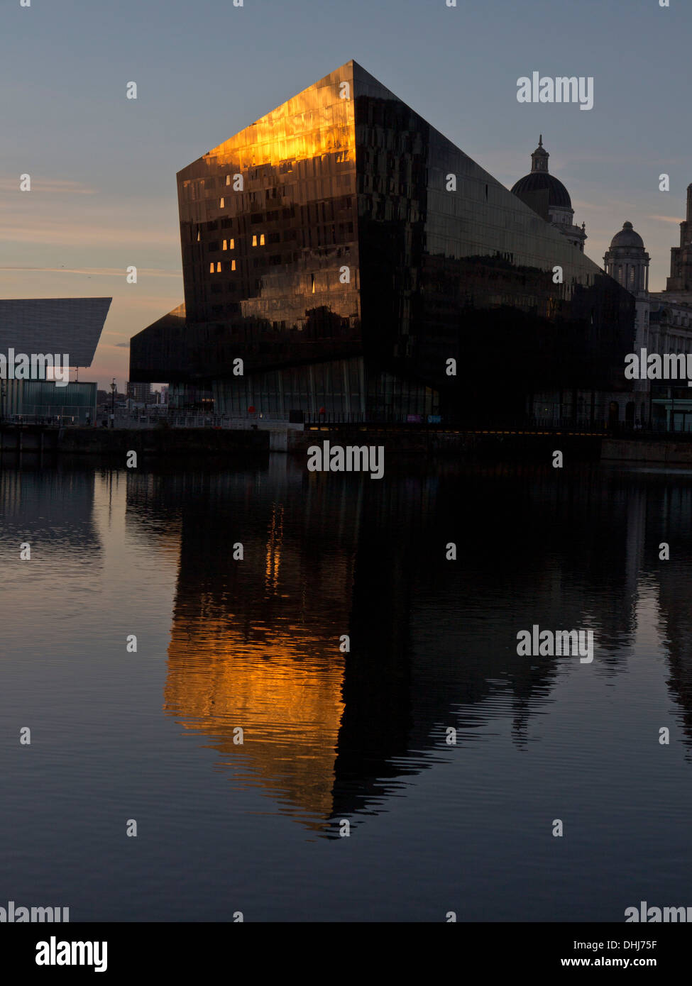 Sunset downtown Liverpool by the Albert Docks, England, UK Stock Photo ...