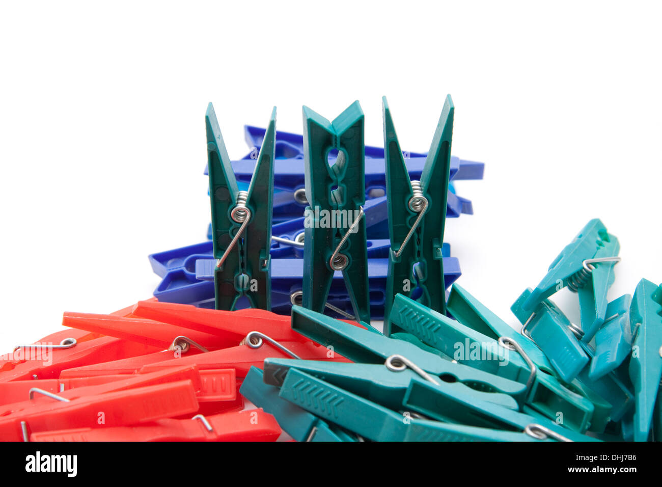 Clothes pegs from plastic Stock Photo - Alamy