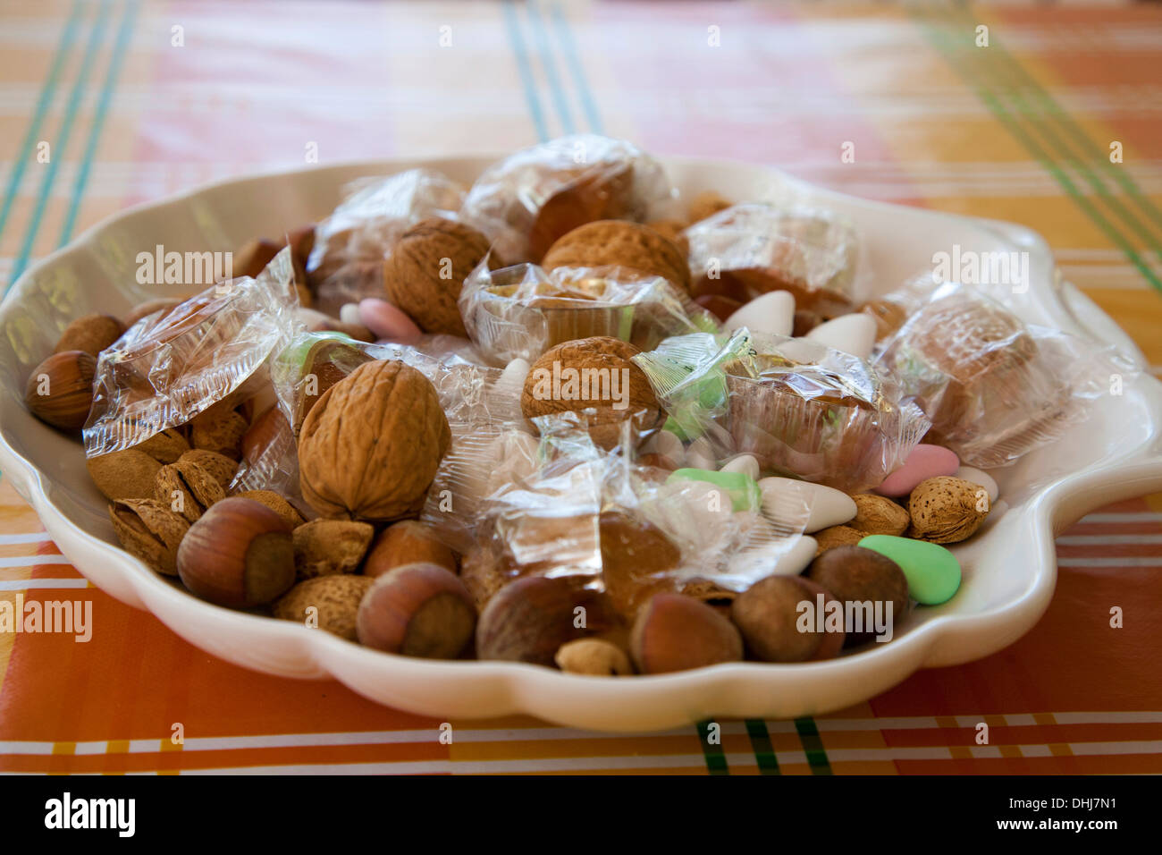 Dry nuts chocolate sugared sweets offer wedding gift snack guests ...